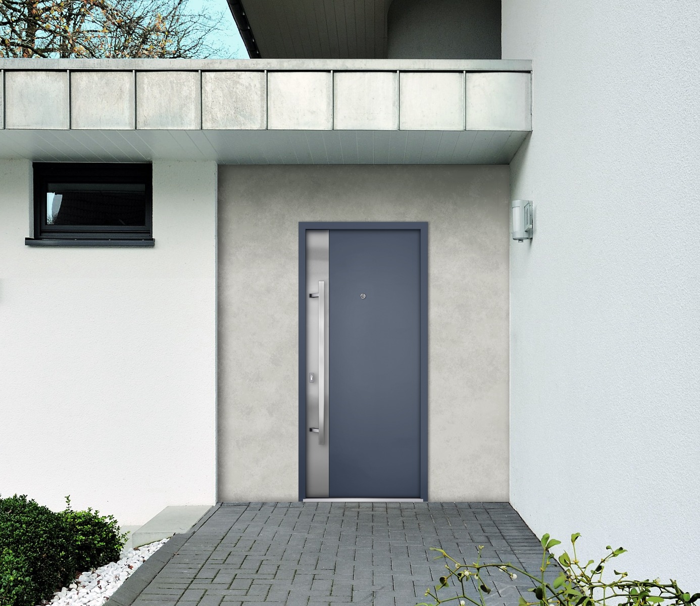 Front Exterior Prehung Steel Door / Deux 0729 Gray Graphite / Stainless ...