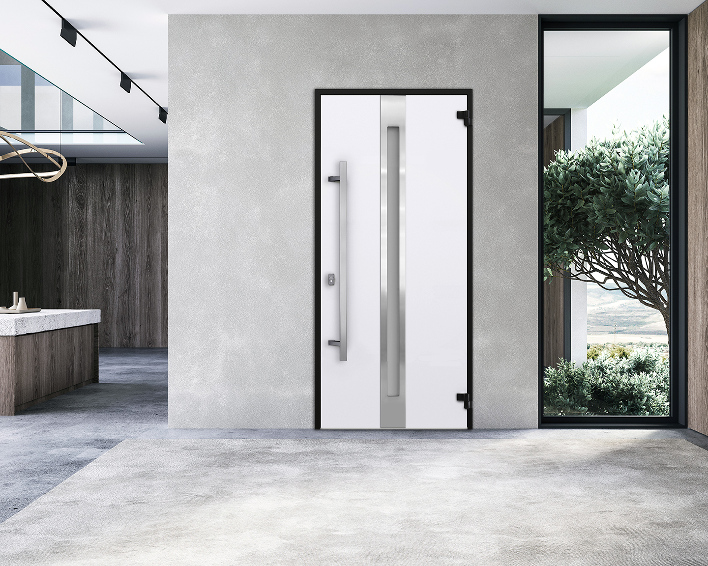 Front Exterior Prehung Steel Door / Deux 1744 Natural Oak / Stainless ...