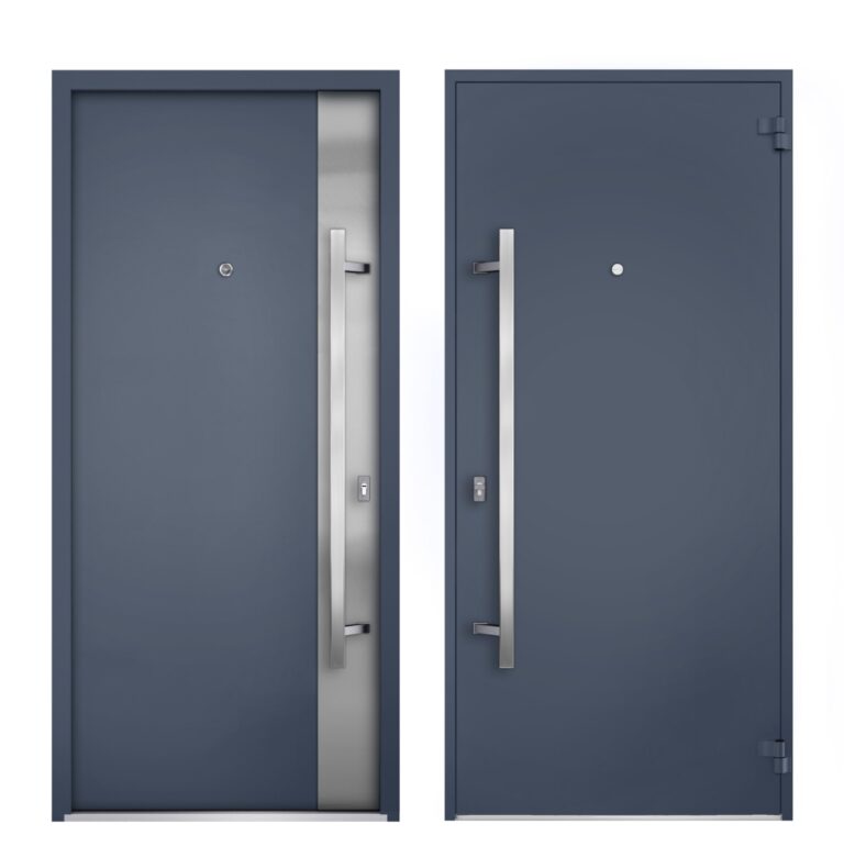 Front Exterior Prehung Steel Door / Deux 0729 Gray Graphite / Stainless ...