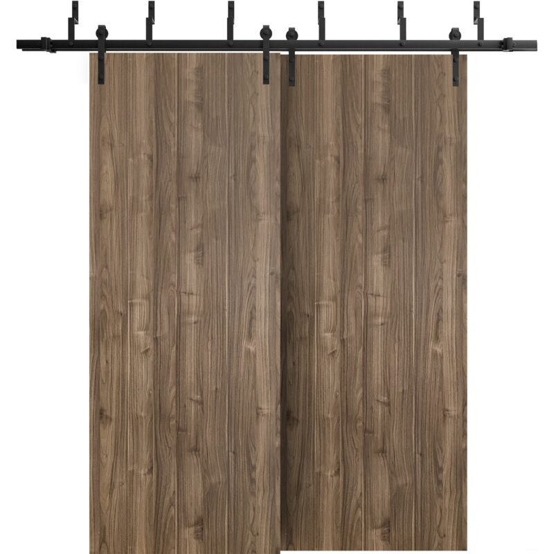 Barn Bypass Doors with 6.6ft Hardware | Planum 0010 Walnut | Sturdy ...