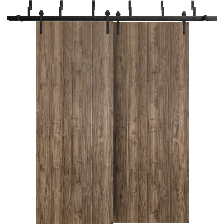 Barn Bypass Doors with 6.6ft Hardware | Planum 0010 Walnut | Sturdy ...