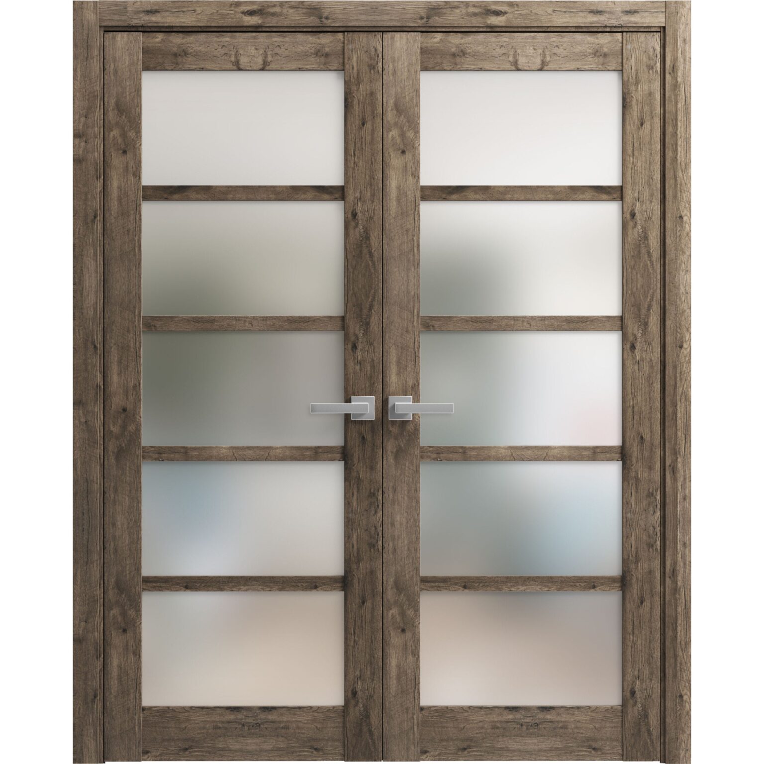 Solid French Double Doors Frosted Glass | Quadro 4002 Cognac Oak | Wood ...