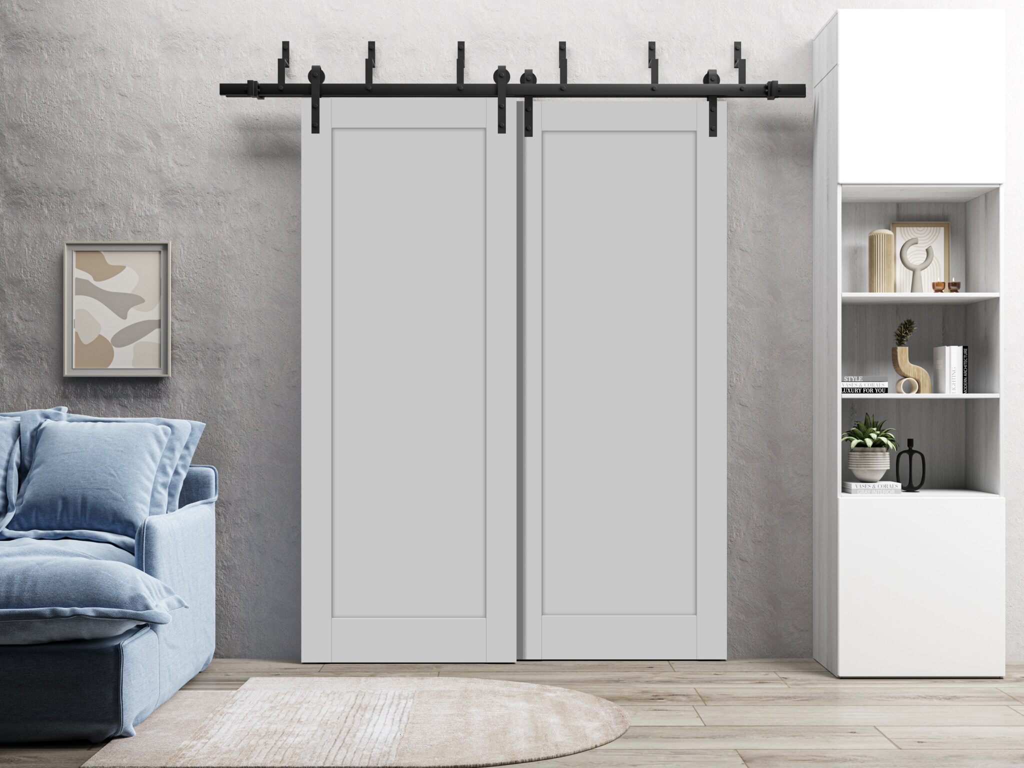 Barn Bypass Doors 6.6ft Hardware | Quadro 4111 Matte Grey | Sturdy ...
