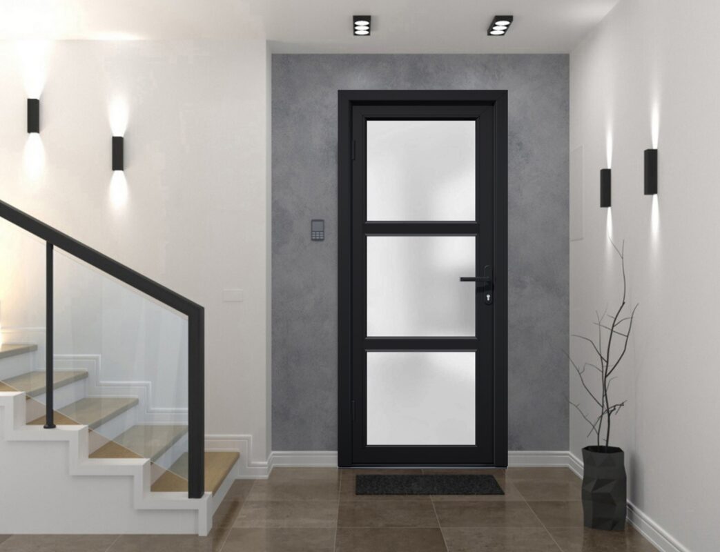 Front Exterior Prehung FiberGlass Door Frosted Glass / Manux 8552 Matte ...