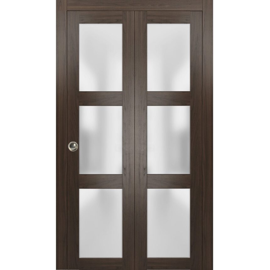 Sliding Closet Bi-fold Doors | Lucia 2552 Chocolate Ash with Frosted ...