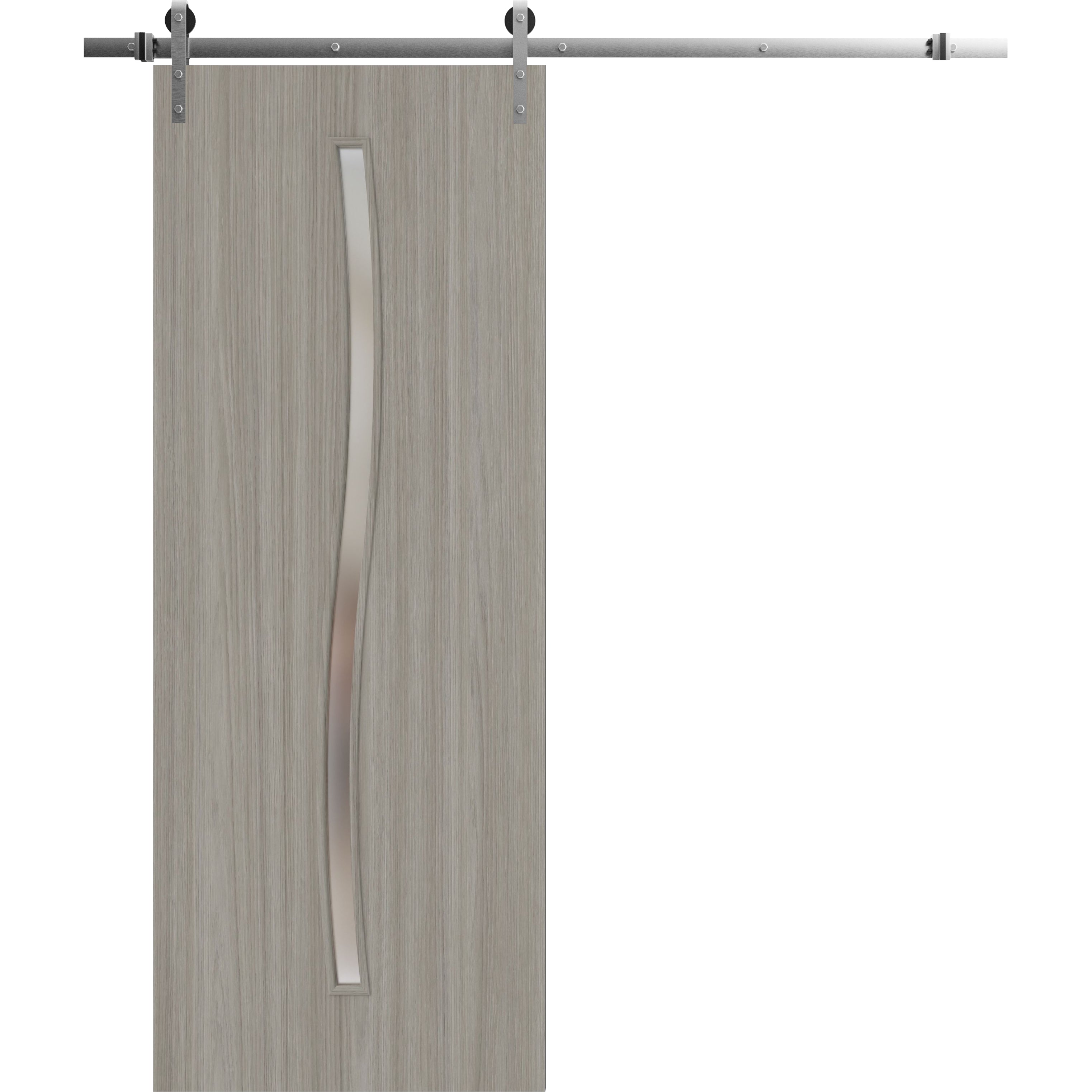 Modern Barn Door | BASIC 3002 Oak | 6.6FT Silver Rail Track Heavy ...