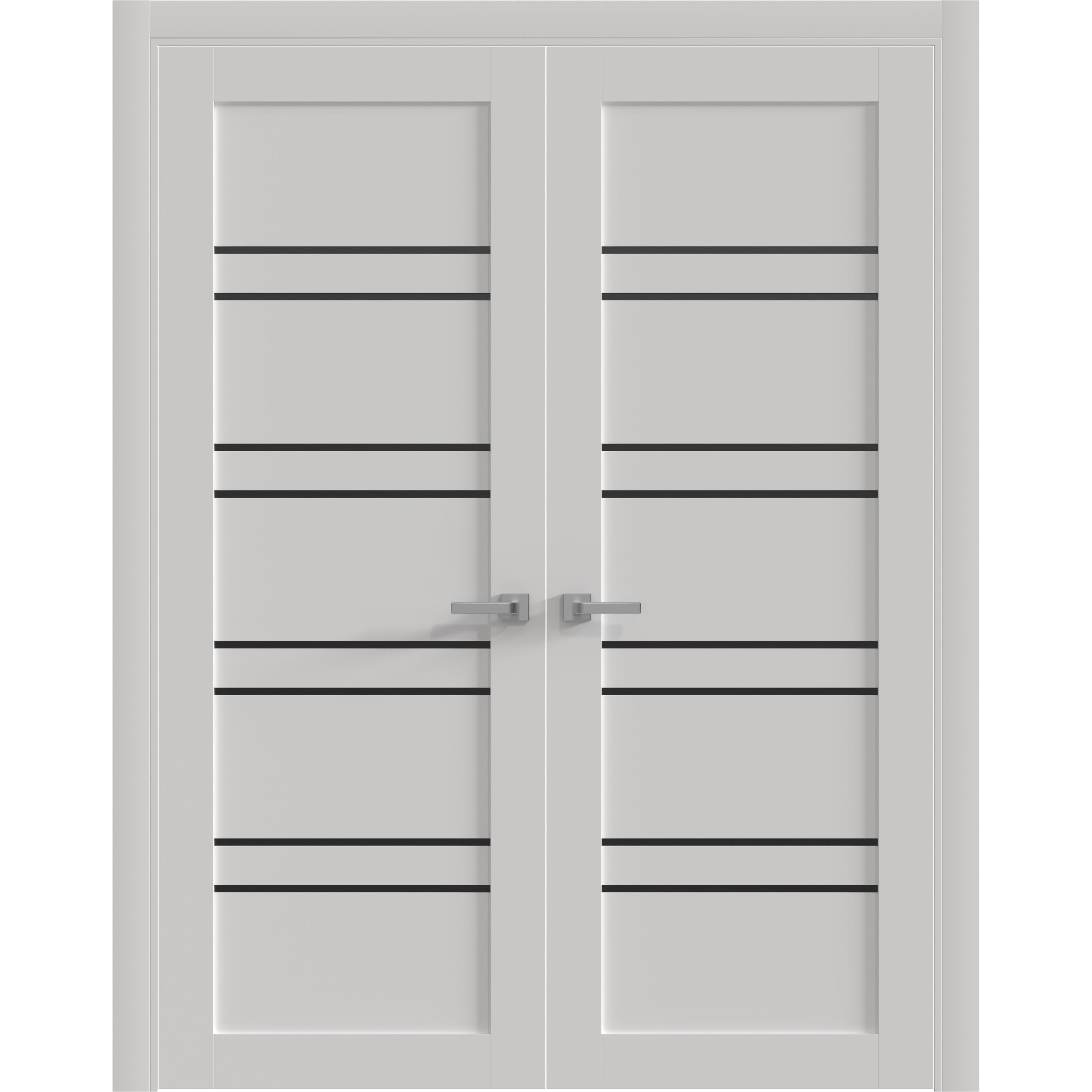 Interior Double Doors | BASIC 4901 White with Black Glass | Wood ...