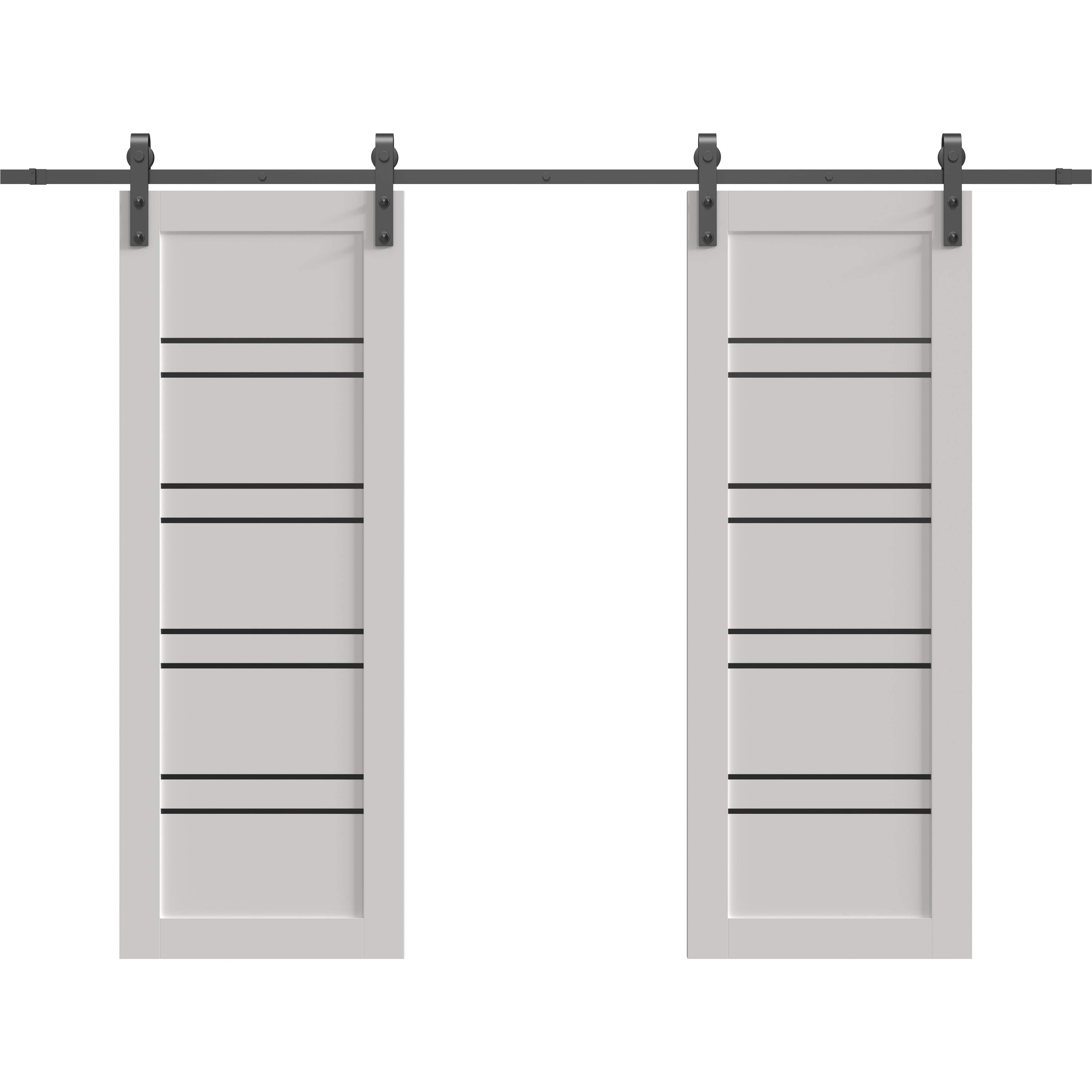 Double Barn Door | BASIC 4901 White with Black Glass | 13FT Rail Track ...