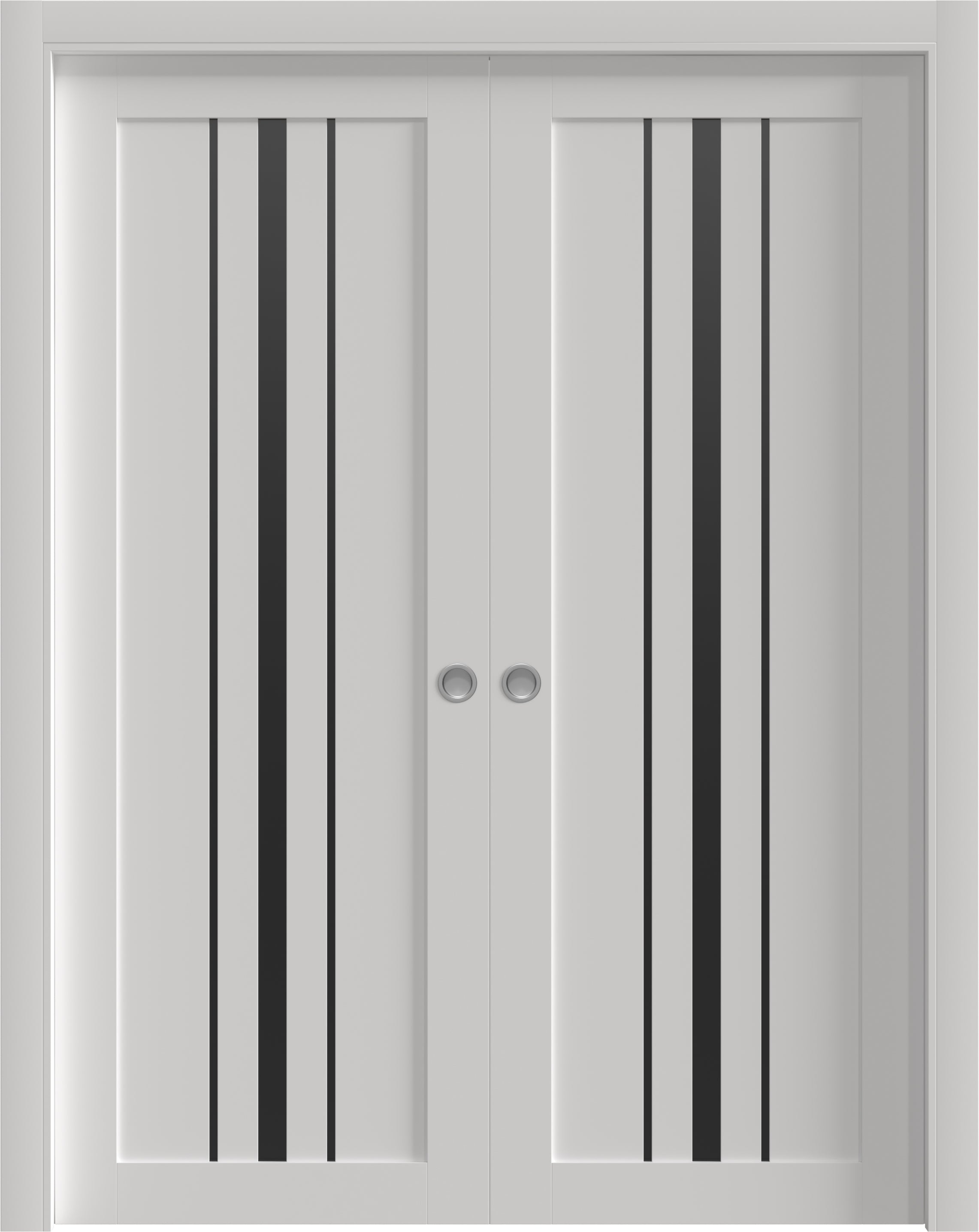 Sliding Double Pocket Doors | BASIC 4903 White with Black Glass | Kit ...